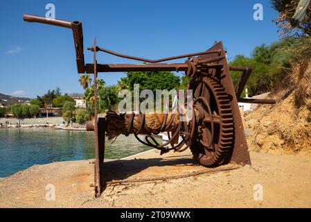 Old rusted winch at Agia Pelagia Beach, Crete, Greece Stock Photo - Alamy