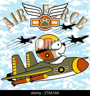 Cute bear pilot on fighter jet, vector cartoon illustration Stock ...