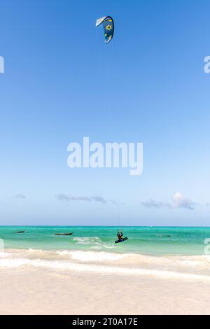Kitesurfing off Paje beach, Zanzibar Stock Photo - Alamy