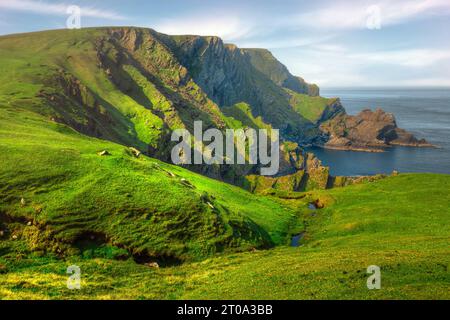 The dramatic coastline of Hermaness on Unst, Shetland Islands Stock ...
