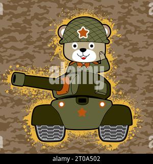 Teddy bear with soldier helmet on armored vehicle in battlefield ...