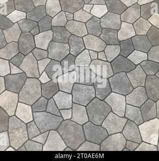 Seamless flagstone outdoor paving textures, cobblestone cut flat in ...