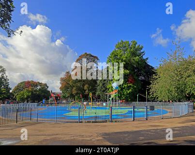 Childrens colourful water playground, where pool used to be, Victoria ...
