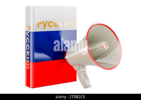 Megaphone with Russian flag, 3D rendering isolated on white background ...