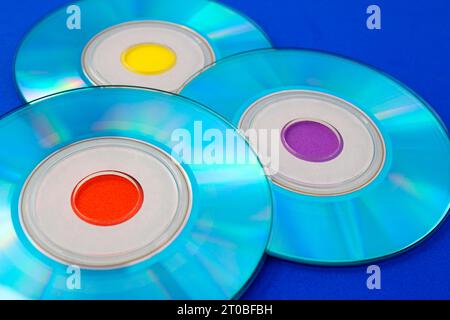 Compact discs with eighties colors Stock Photo - Alamy