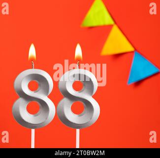 Birthday candle number 88 - Invitation card with orange background ...