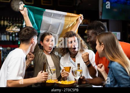 Ireland football team fans spending time in bar Stock Photo - Alamy