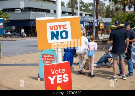 Australian referendum sign with yes and no tick boxes. Background with ...