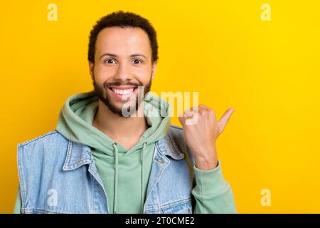 Photo of positive friendly person beaming smile have good mood isolated ...