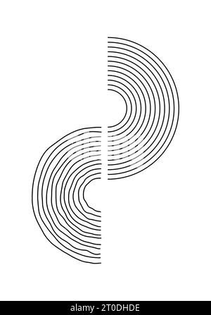 Two half circles aesthetic hand drawn Contemporary printable pattern ...