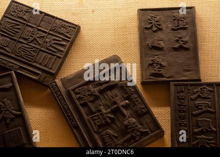 Ancient Chinese woodblock printing board, ancestor of printing press ...