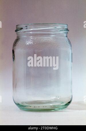 Transparent empty jar without lid for preservation. Isolated on a white ...
