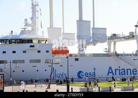Canopee, the world's first hybrid wind powered cargo ship, sailing out ...