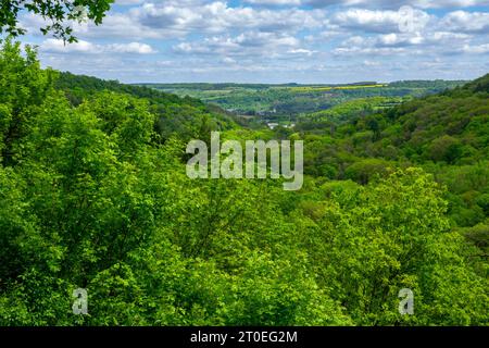 View at the hiking trail Mantenacher Fiels, Manternach, Luxembourg ...