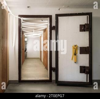 Blast door lock mechanism in building bomb shelter in Switzerland ...