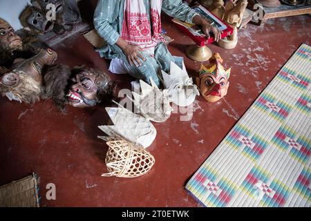 Traditional mask making culture of Majuli, Assam, Northeast India Stock ...