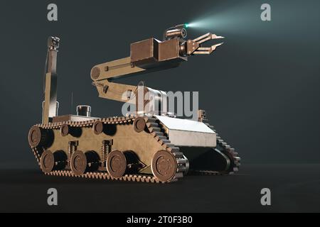 Police military sapper robot waiting for an action. Dynamite bomb ...
