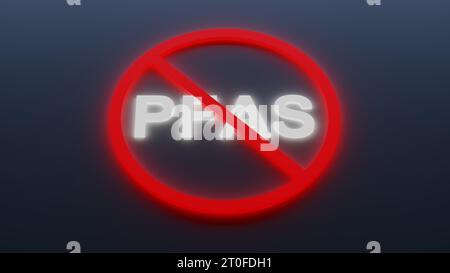 Sign no for PFAS in food - shining illuminated Stock Photo - Alamy