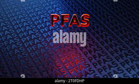 Red PFAS letters in ablue dark background 3D render illustration Stock ...