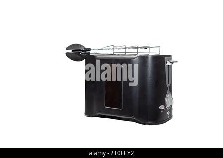 black toaster isolated on white background Stock Photo - Alamy