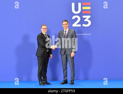 Finnish Prime Minister Petteri Orpo (L) welcomed visiting European Council President Antonio ...
