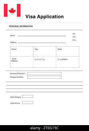 Immigration to Canada. Blank application visa form Stock Photo - Alamy