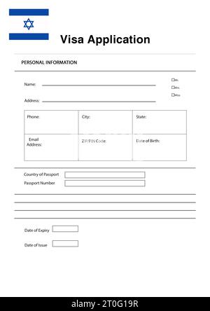 Immigration to Israel. Blank application visa form Stock Photo - Alamy