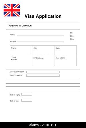 Immigration to United Kingdom. Blank application visa form Stock Photo ...