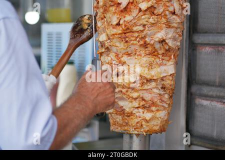 rotating traditional gyros meat close up Stock Photo - Alamy