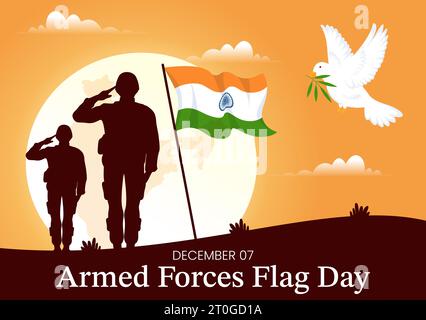 Indian Armed Forces Flag Day Vector Illustration with India and Army Flags in National Holiday ...