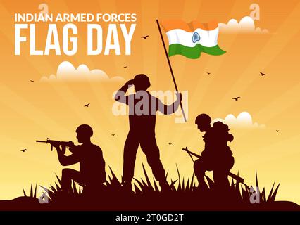 Indian Armed Forces Flag Day Vector Illustration with India and Army Flags in National Holiday ...