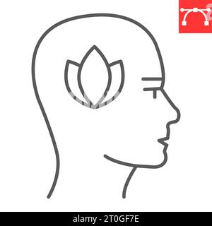 Stress reduction line and glyph icon, meditation and mindfulness, man ...