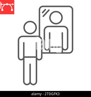 Introspection line and glyph icon, mindfulness and reflection, man ...