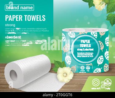 Paper tissue realistic package poster mockup with branding template ...
