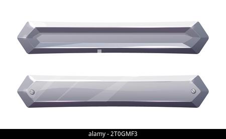 Set metalbar, plate, steel frame, iron panel game menu in cartoon style ...