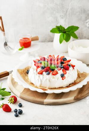 Concept of tasty dessert with meringue pie with citrus, closeup Stock ...
