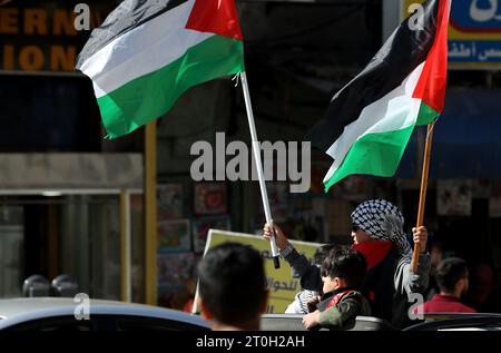 Nablus, Palestinian Territories. 07th Oct, 2023. Palestinians celebrate ...