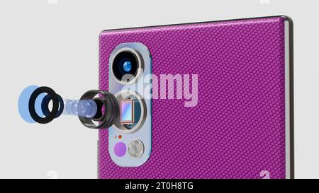 Smartphone with Dual Camera - Optic Elements and Sensor in Exploded ...