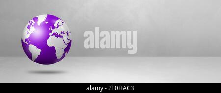 World globe, purple earth map, floating over a white background. 3D ...