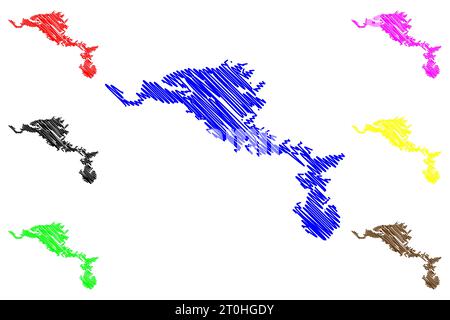 Lake Lough Corrib (Republic of Ireland) map vector illustration ...
