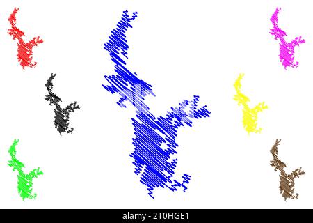 Lake Lough Ree (Republic of Ireland) map vector illustration, scribble ...