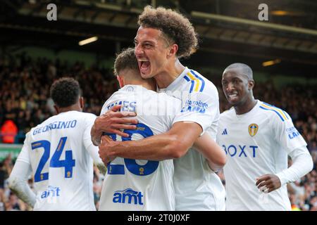 Ethan Ampadu of Leeds United celebrates with Illan Meslier of Leeds ...