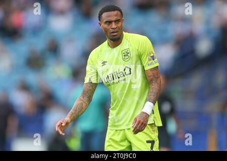 Delano Burgzorg #7 of Huddersfield Town arrives ahead of the Sky Bet ...