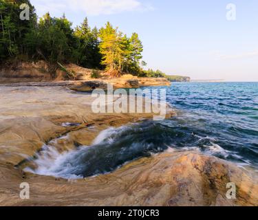 Rugged beaches and cliffs of Picture Rocks National Lakeshore in the ...