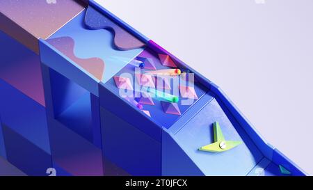 Colorful 3d marble race animation. Rainbow color marble run digital art ...