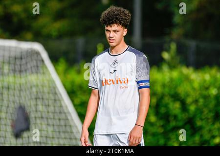Swansea, Wales. 7 October 2023. Filip Lissah of Swansea City during the ...