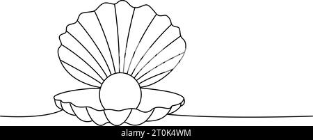 Mollusc one line continuous drawing. Tropical underwater shell ...