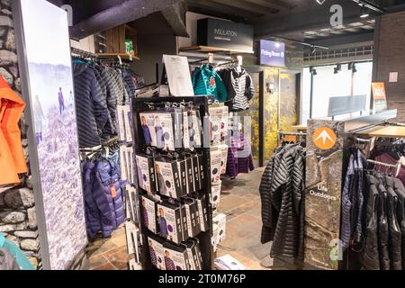 Blacks outdoor store in Ambleside, shop interior of clothing jackets ...
