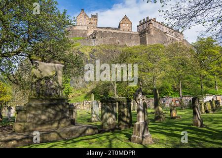 Cemetery at King's Stables Road below Edinburgh Castle in city of ...