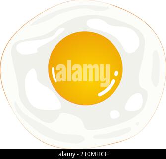graphic illustrated Fried egg one breakfast flat style cooked color illustration vector Stock ...
